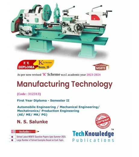 Buy Manufacturing Technolgy K Scheme MSBTE Diploma Sem 2 Tech-Knowledge books online From ...