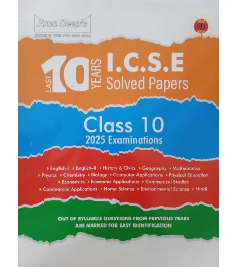 Buy Arun Deep 10 Years Solved Papers for ICSE Class 10 for 2025 Examination books Online from ...